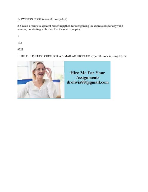 In Python Code Example Notepad 2 Create A Recursive Descent Parsedocx 5387