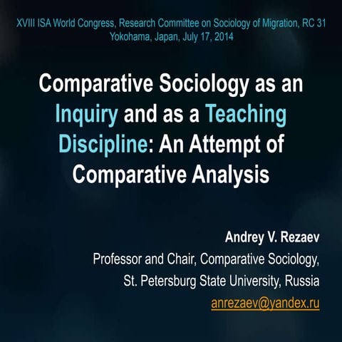 Comparative Sociology as an Inquiry and Teaching Discipline | PPTX