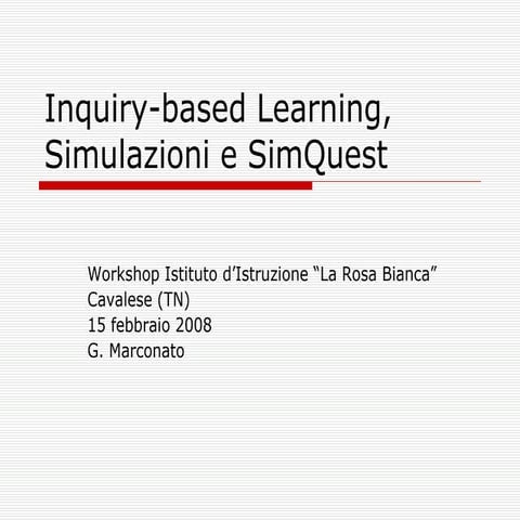 Inquiry-based Learning e SimQuest | PPT