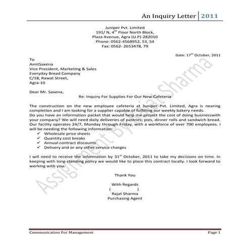 Inquiry letter | DOCX