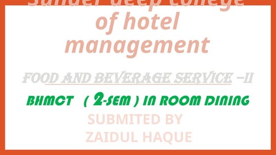 Sequence of Service Room Service | PPT