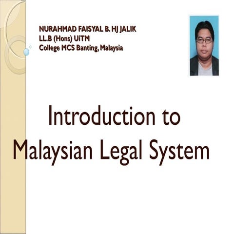 Introduction to the Malaysian Legal System | PPT