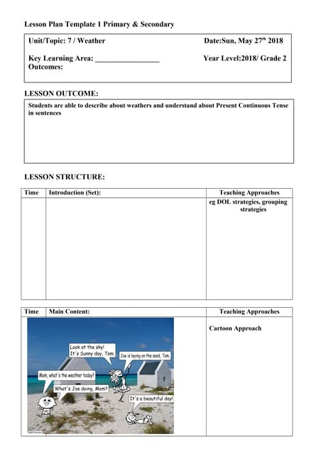 Lesson plan template 1 primary (rosliana) | PDF