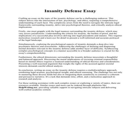 Insanity Defense Essay | PDF