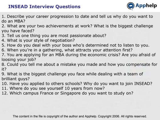 Harvard interview questions | PPT | Business | Business and Finance