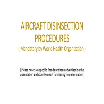 Aircraft Disinsection Procedures Using Insecticide Aerosols | PDF