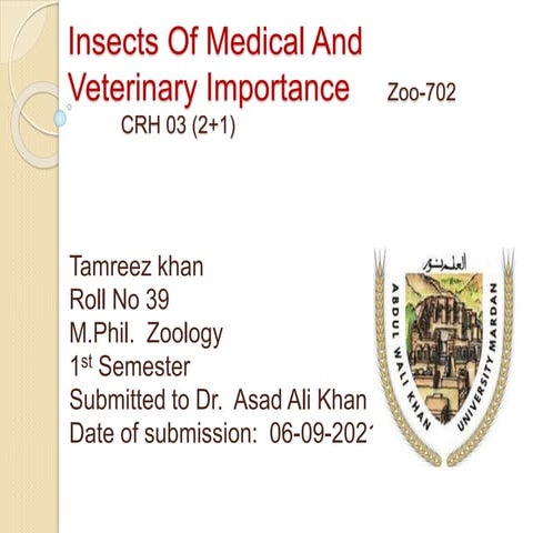 Insects of medical and veterinary importance | PPTX