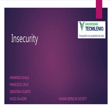 Insecurity activity 9 Human Being | PPTX