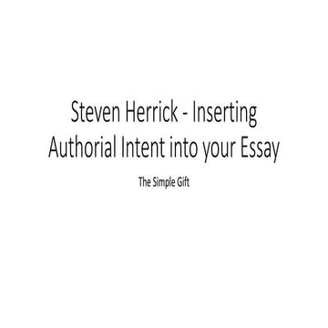 Steven Herrick - Biography for Inserting Authorial Intent into Essays ...