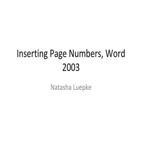 Inserting Page Numbers Word 2003 Ppt
