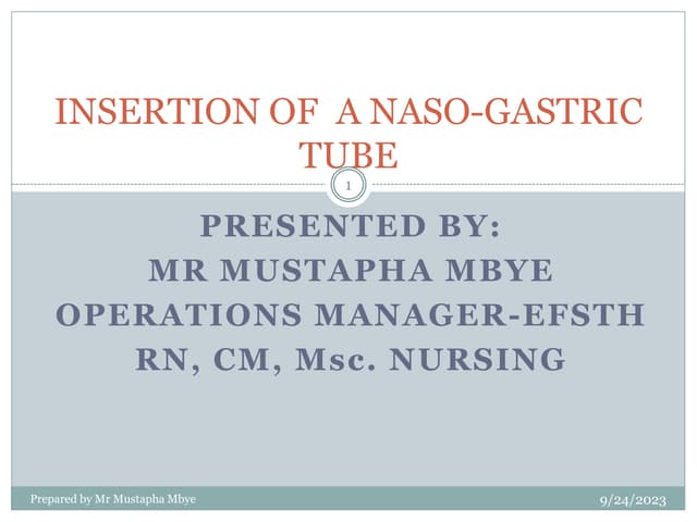 Nasogastric tube insertion | PPT