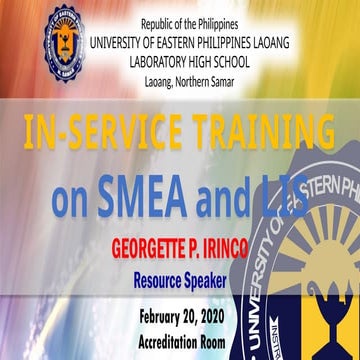 In Service Training Powerpoint on SMEA and LIS | PPTX