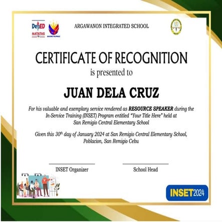 IN-SERVICE TRAINING FOR TEACHERS CERTIFICATES | PPTX