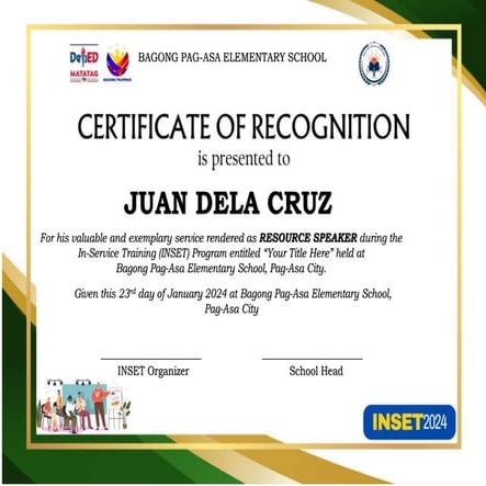 INSET CERTIFICATES you can find templates here! | PPT