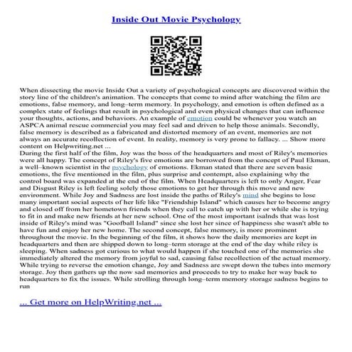 Inside Out Movie Psychology | PDF
