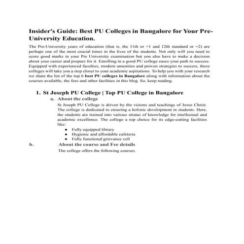Insider's Guide_ Best PU Colleges in Bangalore for Your Pre-University ...