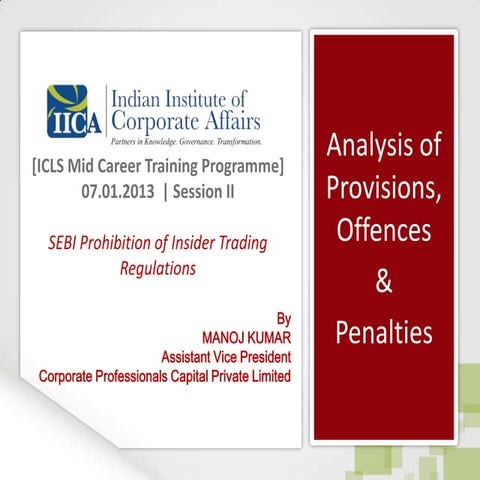 Insider Trading : Analysis of Provisions, Offences and Penalties | PPTX
