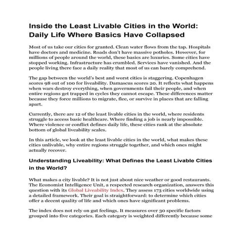 Inside the Least Livable Cities in the World_ Daily Life Where Basics ...