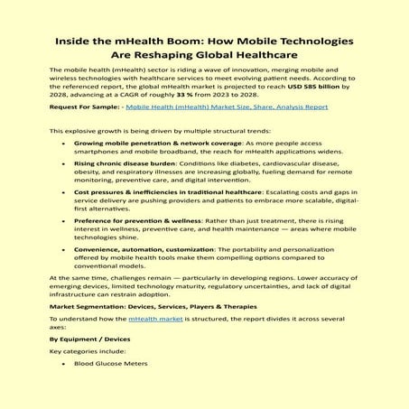 Inside the mHealth Boom - How Mobile Technologies Are Reshaping Global ...