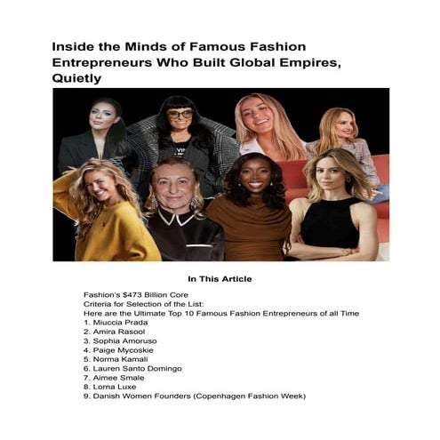 Inside the Minds of Famous Fashion Entrepreneurs Who Built Global ...