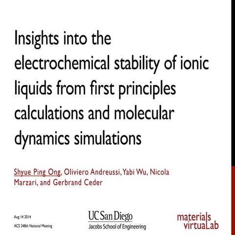 Insights into the electrochemical stability of ionic liquids from first principles calculations ...