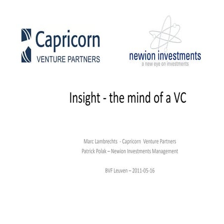 Insight into the mind of a Venture Capitalist | PPT