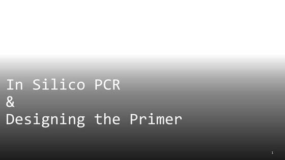 How to design a DNA primer on NCBI.pptx | Genetics | Science