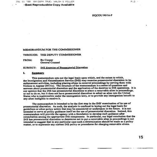Ins immigration prosecutorial discretion memo from general counsel | PDF