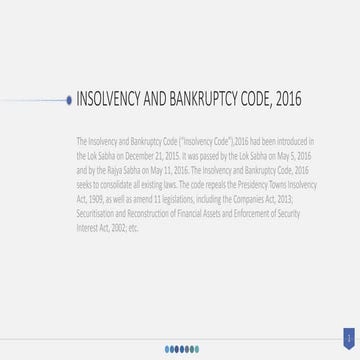 Insolvency and bankuptcy code, 2016 | PPT