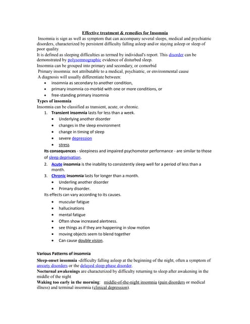 Insomnia | PPTX | Sleep Disorders | Diseases and Conditions