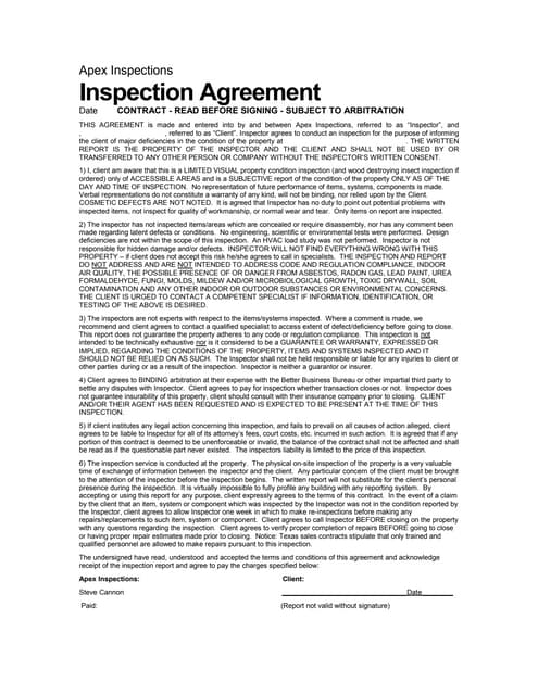 Home inspection-agreement | PDF