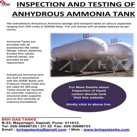 Inspection and testing of anhydrous ammonia tank | PDF