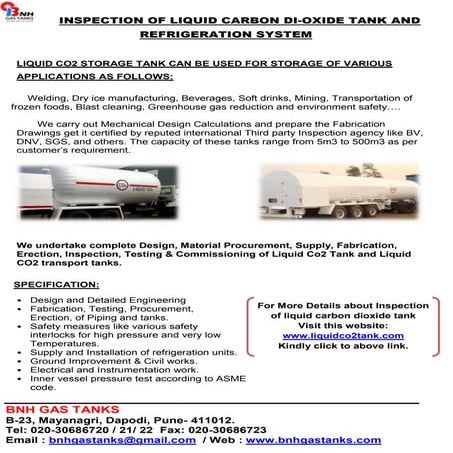 Inspection of liquid carbon di oxide tank and refrigeration system | PDF