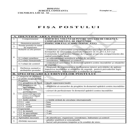 Cadru psi (Inspector psi) fisa post | PDF