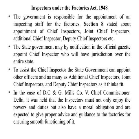 Inspectors under the Factories Act, 1948.pptx