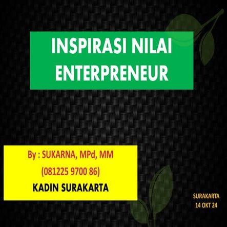 INSPIRASI NILAI yang harus dimiliki para enterpreneur | PDF