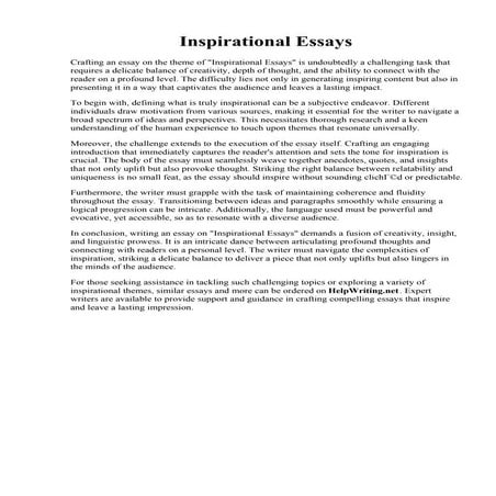 Inspirational Essays. My Inspiration - PHDessay.com | Christianity ...