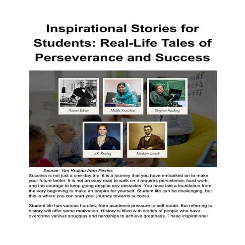 Inspirational Stories for Students_ Real-Life Tales of Perseverance and ...