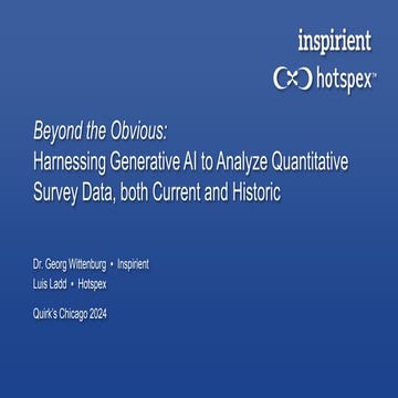Beyond the Obvious: Harnessing Generative AI to Analyze Quantitative Survey Data, both Current ...