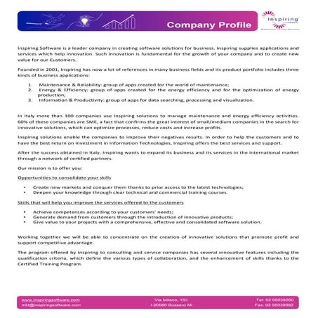Inspiring Software Company Profile | PDF | Computer Software and Applications | Computing