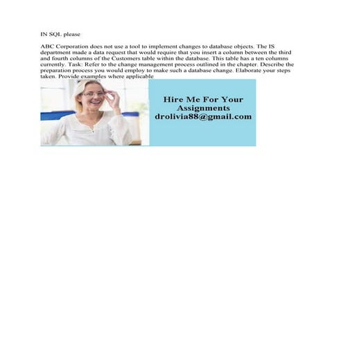 IN SQL please ABC Corporation does not use a tool to implement chan.pdf