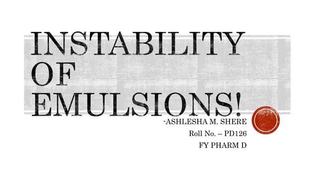 Test for identification of type of emulsion | PPTX