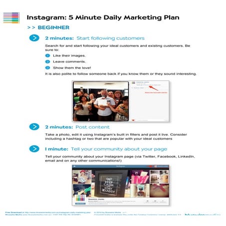Instagram 5 Minute Daily Marketing Plan | PDF