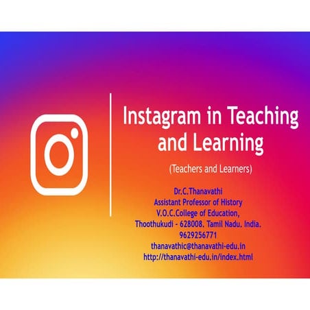 Instagram in teaching and learning Dr.C.Thanavathi | PDF