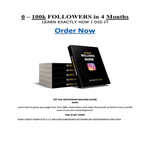 Instagram Millions Guide (0 to 100k+ Subscribers) | DOCX