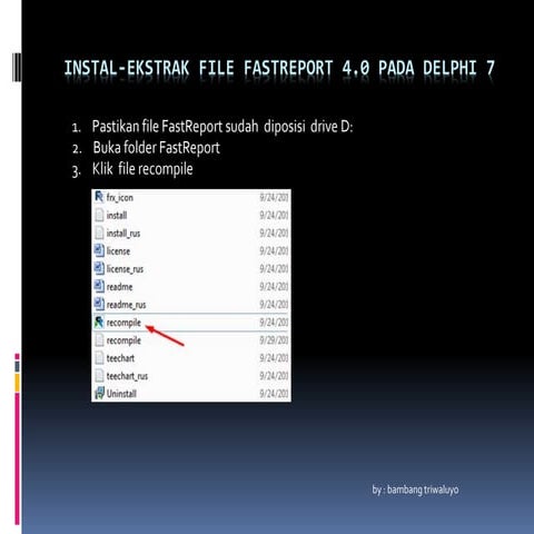 Instal ekstrak file fast report 4 | PPTX