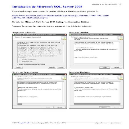 Instalación de microsoft sql server 2005 | PDF