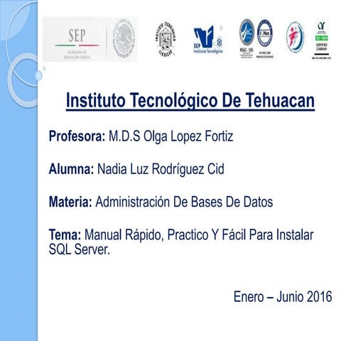 Manual de descarga e instalacion del sgbd sql server 2014 | PDF