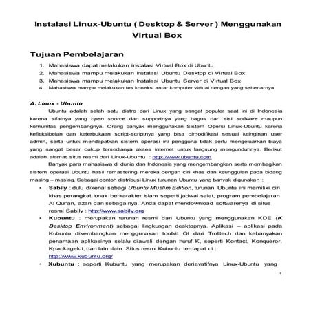 Instalasi ubuntu dekstop dan server | PDF