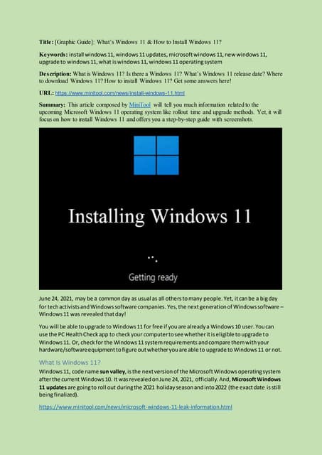 Window11 | PPTX | Operating Systems | Computer Software and Applications
